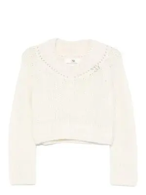 Ermanno Scervino V-neck Cropped Sweater - White