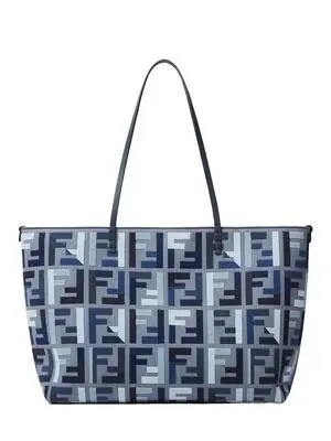 Fendi Roll Ff Embossed Large Tote Bag - Blue