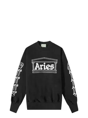 Aries Logo Printed Crewneck Sweatshirt - Black