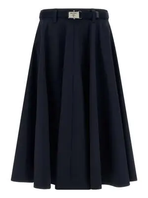 Prada Belted Midi Skirt - Blue