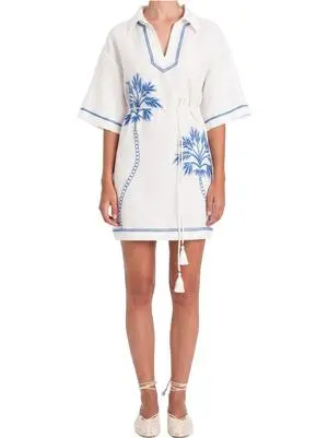 TWINSET Twinset Short-Sleeve Printed Dress With V-Neck And Tie-Waist