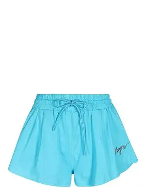 MSGM Logo Embroidered Drawstring Shorts - Blue