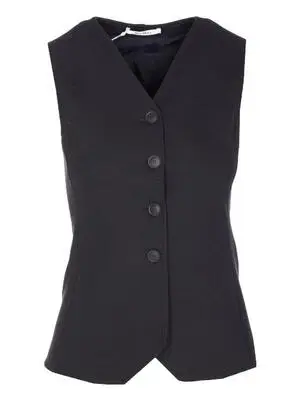 Max Mara V-neck Button-up Gilet - Black
