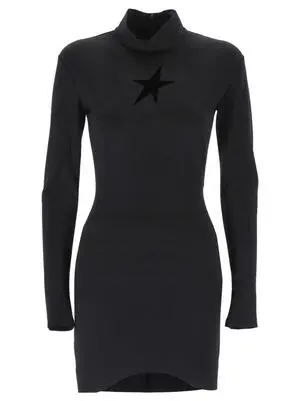 MUGLER Star Cut-out Long Sleeve Dress - Black