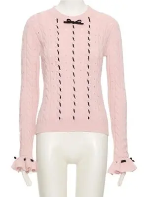 Valentino Garavani Cable Knit Sweater With Bow Detail - Nude