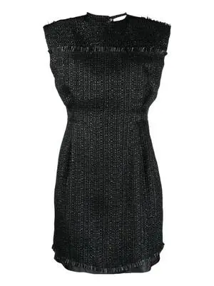 LANVIN Frayed Raffia-tweed Minidress - Black
