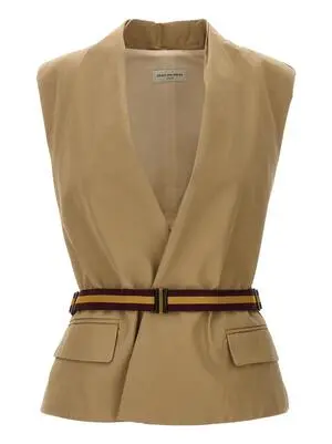 Dries Van Noten Adjustable Waist Vest - Brown