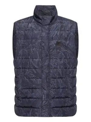 Etro Paisley Print Quilted Down Vest - Black