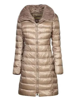 Herno Herno High-Neck Down Coat With Removable Faux Fur Collar Beige