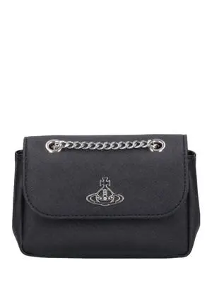 VIVIENNE WESTWOOD Logo Plaque Chain Shoulder Bag - Black