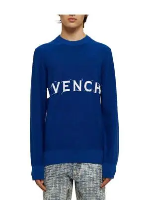 Givenchy Logo Intarsia-knit Crewneck Jumper - Blue