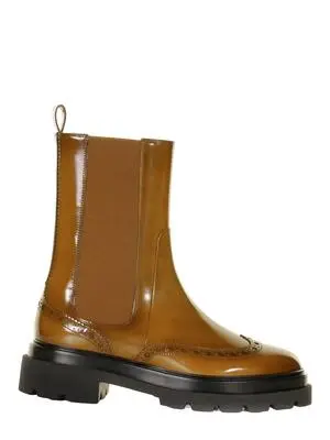 Santoni Round Toe Ankle Boots - Cognac Brown