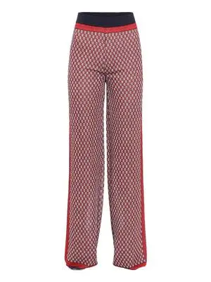 Balmain Knit Monogram Wide Leg Trousers - Red