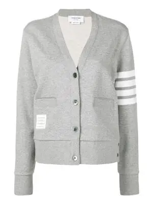 Thom Browne Four-bar Sleeve Cardigan - Gray