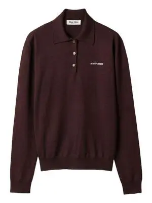 MIU MIU Miu Miu Logo Embroidered Knitted Polo Shirt