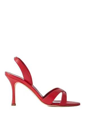Manolo Blahnik Round Toe High Heel Sandals - Red