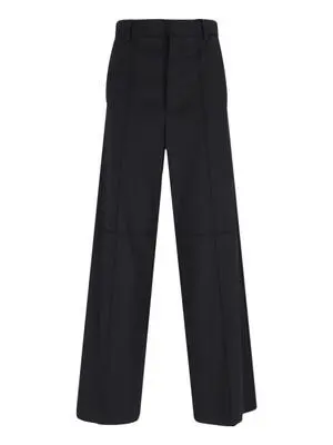 MAISON MARGIELA Mid-rise Pleated Trousers With Contrast Stitching - Black