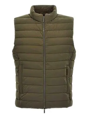 MOORER Quilted Zipper Vest - Green