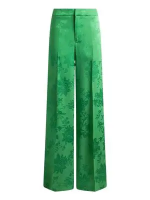 Etro Wide-leg Floral Jacquard Trousers - Bright Green