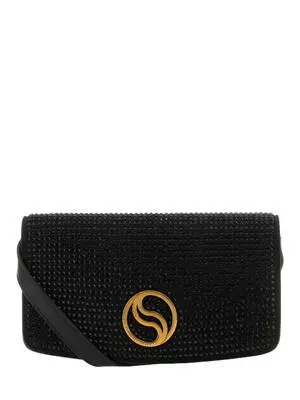 Stella McCartney Rhinestone-embellished S-wave Mini Wallet - Black