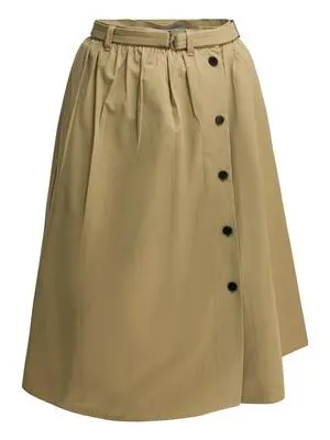 Prada Belted Pleated Midi Skirt - Rope Ash