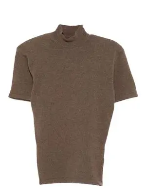 Jacquemus High Neck Knitted Top - Brown