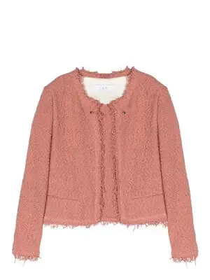 IRO PARIS Textured Long Sleeve Casual Jacket - Pink