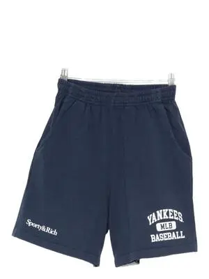 SPORTY  RICH Sporty & Rich "yankees Mlb Baseball" Elasticated Waist Shorts - Blue