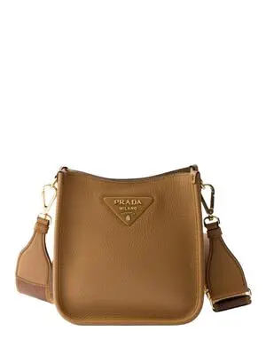 Prada Logo Plaque Crossbody Bag - Caramel Color