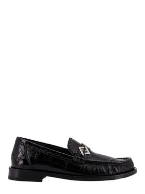 Fendi Ff Plaque Slip-on Loafers - Black