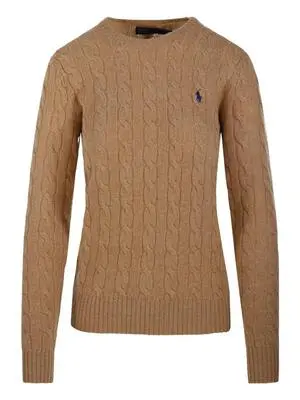 Polo Ralph Lauren Logo Embroidered Cable-knit Jumper - Beige