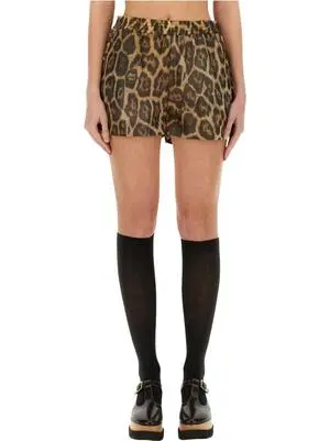 Stella McCartney Leopard Printed Elasticated Shorts - Multicolor