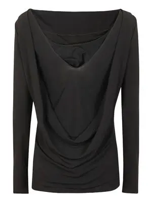 Alberta Ferretti Long Sleeve Draped T-shirt - Black
