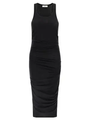 Elisabetta Franchi Logo Embroidered Sleeveless Midi Dress - Black