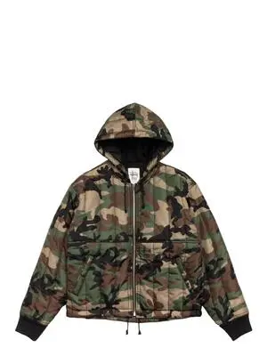StÜssy Quilted Camouflage Hooded Jacket - Black