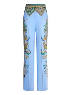 Etro Paisley Print Wide-leg Trousers - Sky-blue