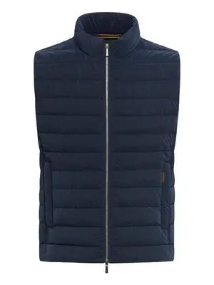 MOORER Quilted Stand Collar Cotton Zip-up Vest - Black