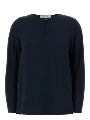 Max Mara Max Mara Mitico Crewneck Long-Sleeved Blouse Black
