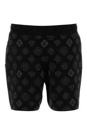 Casablanca Drawstring Stretch Jacquard Bermuda Shorts - Black