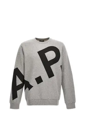 A.p.c. Logo Printed Crewneck Sweatshirt - Gray