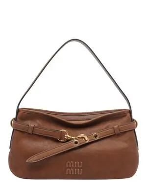 Miu Miu Logo Detail Shoulder Bag - Brown