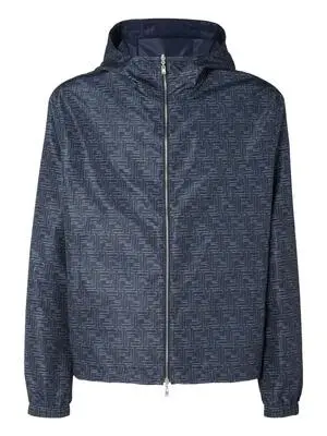 Fendi All-over Ff Printed Hooded Reversible Jacket - Blue