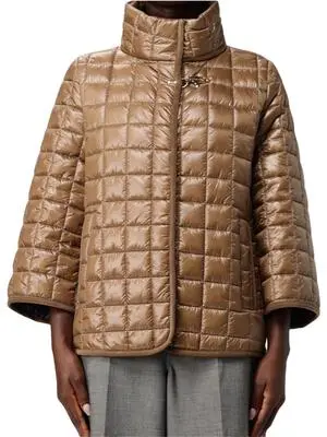 FAY Quilted Toggle Coat - Brown