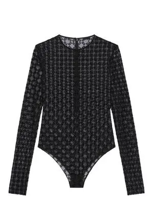 Givenchy Monogrammed Sheer Long-sleeve Top - Black/silver