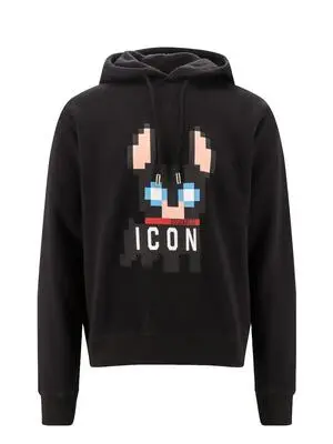 Dsquared2 Graphic Print Drawstring Hoodie - Black