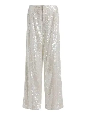 Alberta Ferretti Straight-leg Sequin Embellished Trousers - Ivory