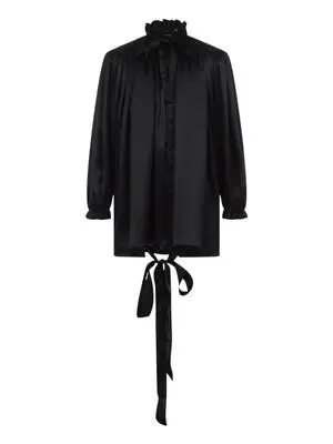 Balenciaga Long Sleeve Lace-up Back Blouse - Black