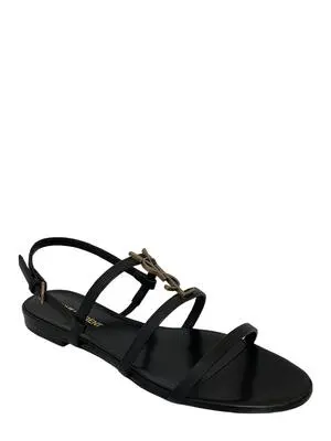 SAINT LAURENT Saint Laurent Cassandra Open Toe Flat Sandals With Adjustable Buckles