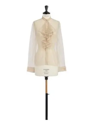 Dior Tulle Ruffle Front Top - Nude