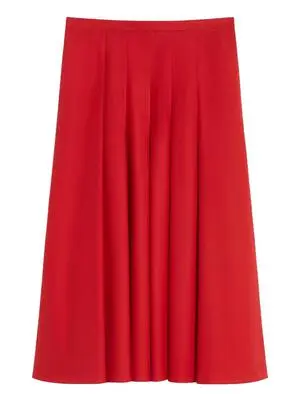 Max Mara Pleated Flared Midi Skirt - Red